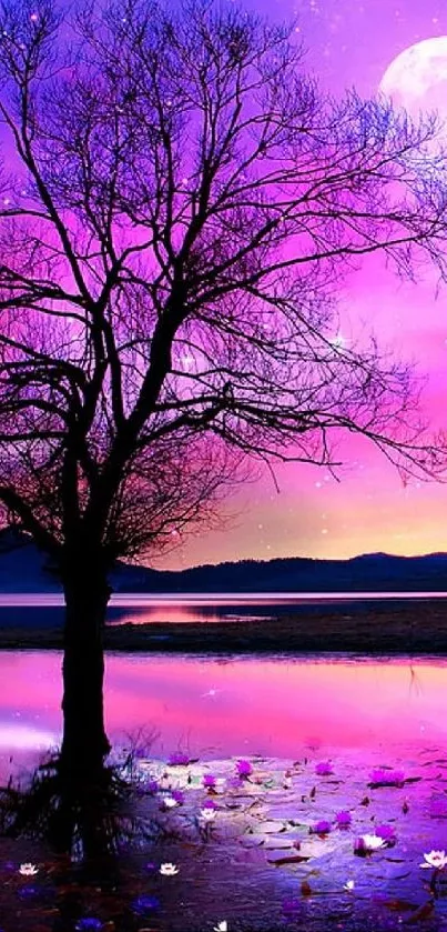 Vibrant Tree Nightscape Wallpaper - free download