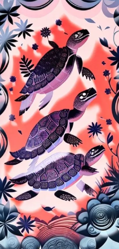Vibrant Turtle Art Wallpaper - free download