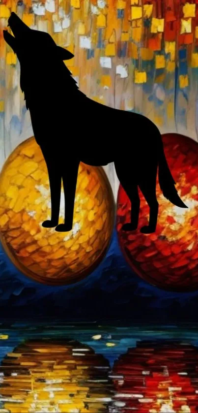 Vibrant Wolf Silhouette Wallpaper - free download