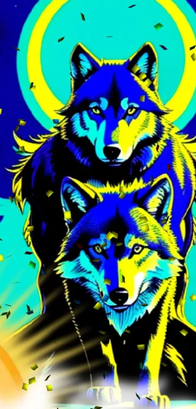 Vibrant Wolves Abstract Art - free download
