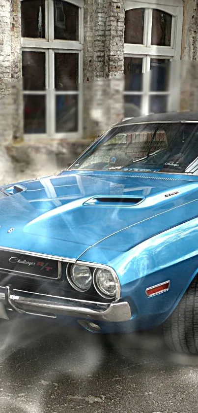 Vintage Blue Muscle Car - free download