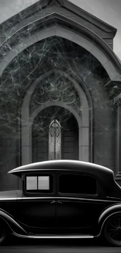 Vintage Car and Gothic Architecture - free download