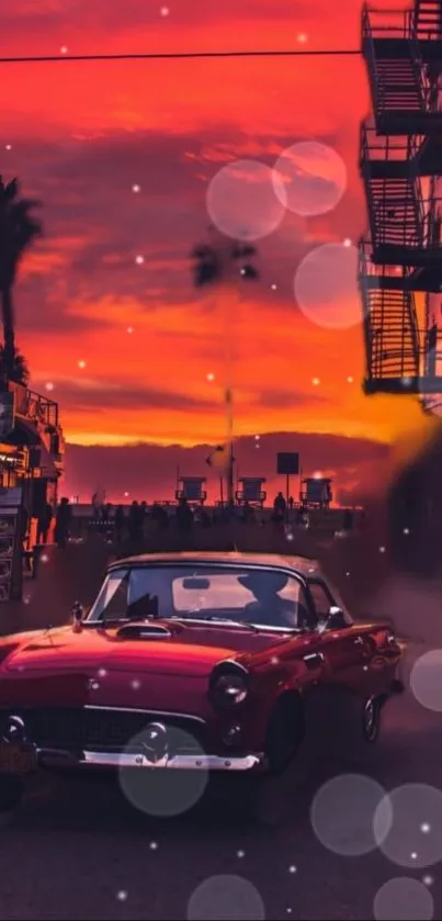 Vintage Car at Sunset - free download