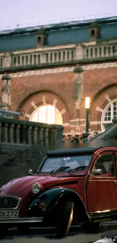 Vintage Car by Historic Building - free download
