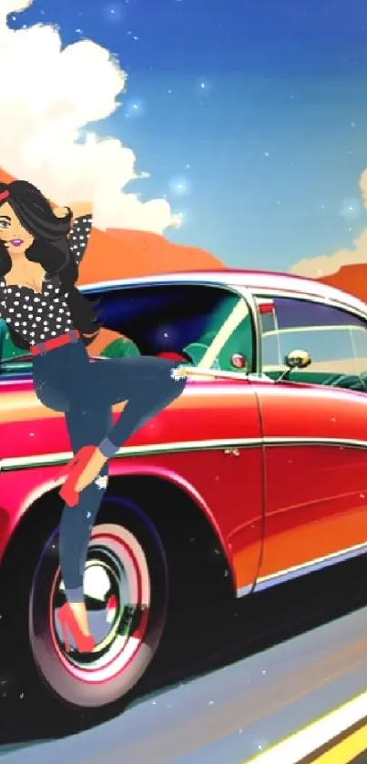 Vintage Car Pin-Up Art - free download