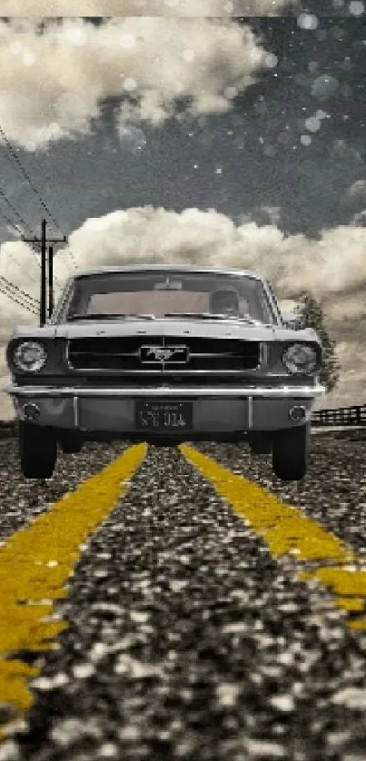 Vintage Car Road Wallpaper - free download