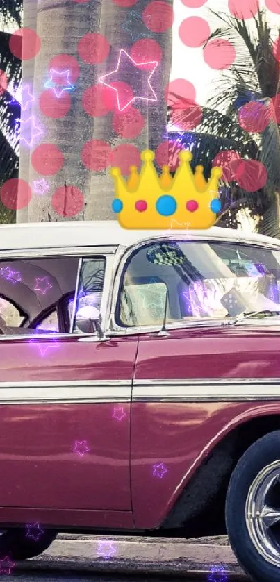 Vintage Car with Crown Art - free download