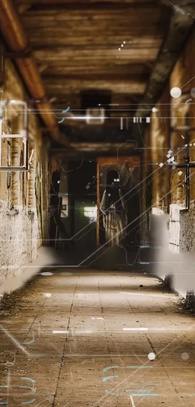 Vintage Corridor with Futuristic Overlay - free download