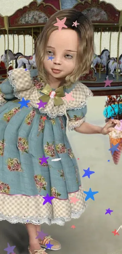 Vintage Doll Carousel Delight - free download