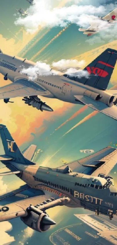 Vintage Jet Fighter Art Wallpaper - free download