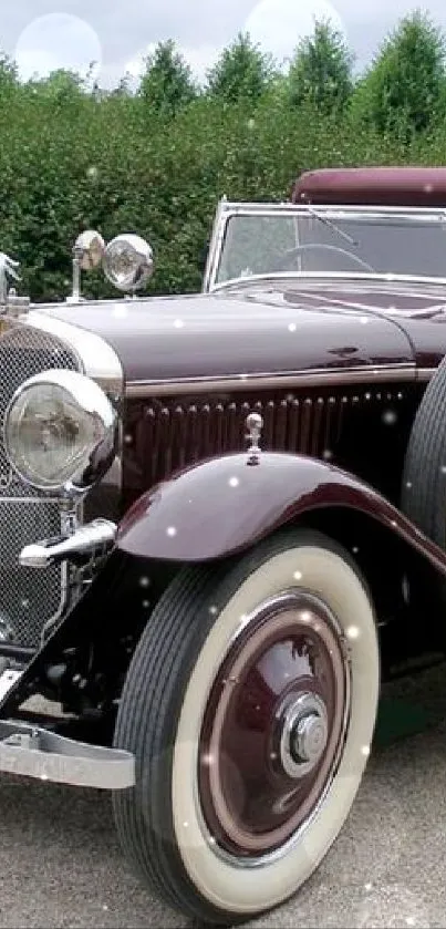 Vintage Maroon Car Wallpaper - free download