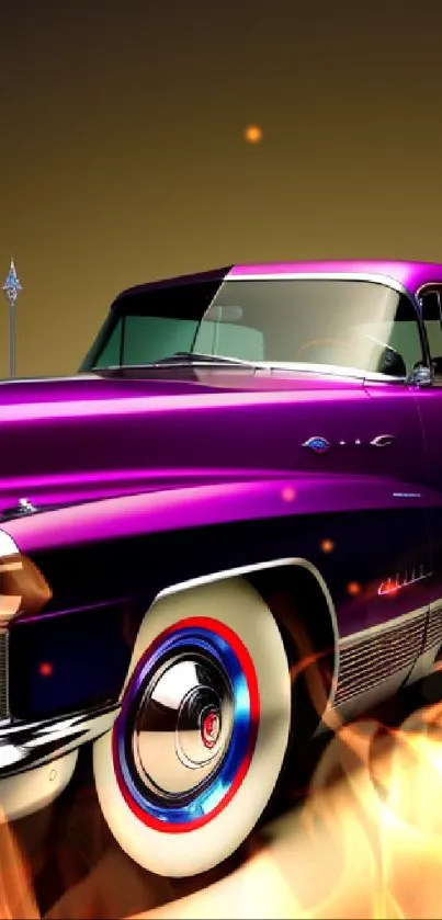 Vintage Purple Car Wallpaper - free download