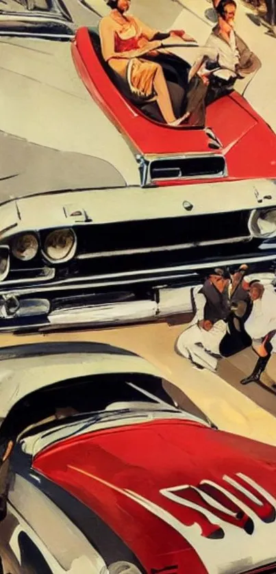 Vintage Race Car Art Wallpaper - free download