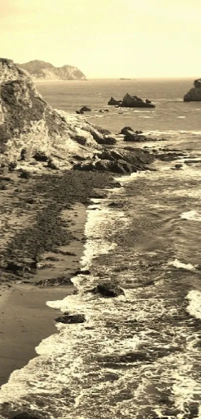 Vintage Sepia Beach Landscape - free download