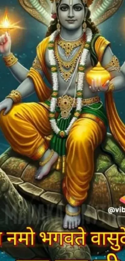 Vishnu on Turtle Divine Wallpaper - free download