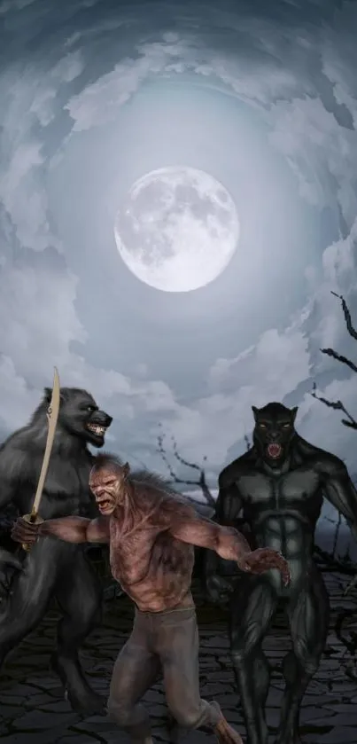 Werewolf and Full Moon Art - free download