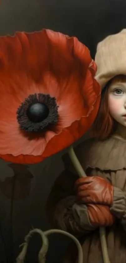 Whimsical Child with Poppy Flower - free download