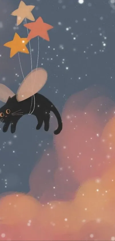 Whimsical Flying Cat Wallpaper - free download