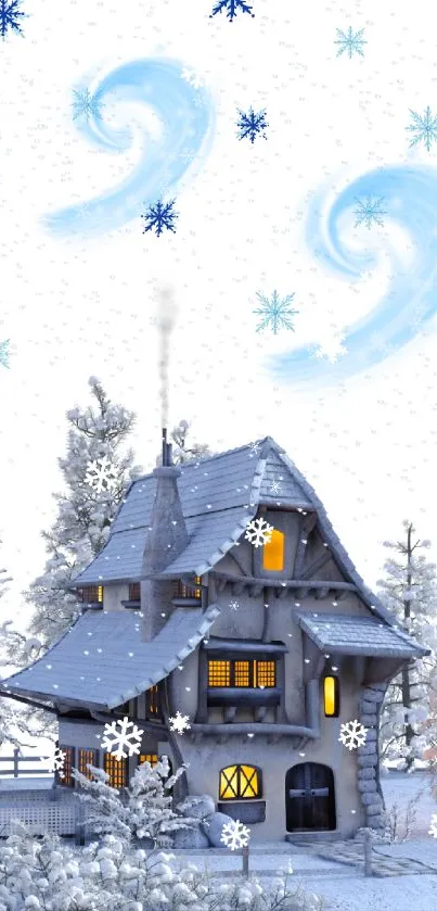 Winter Cottage Fantasy Wallpaper - free download