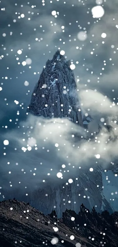 Winter Mountain Snowfall Scene - free download