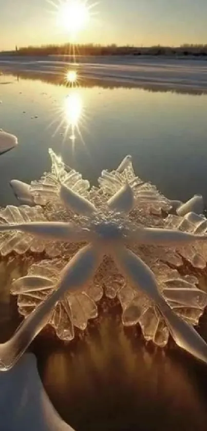 Winter Sunset Ice Reflection - free download