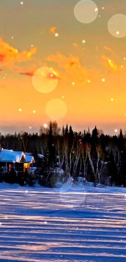 Winter Sunset Scenic Wallpaper - free download
