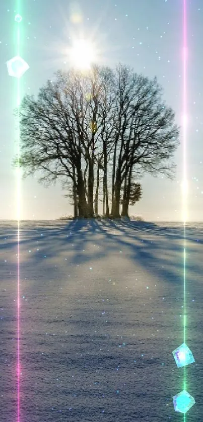 Winter Tree in Snowfield - free download