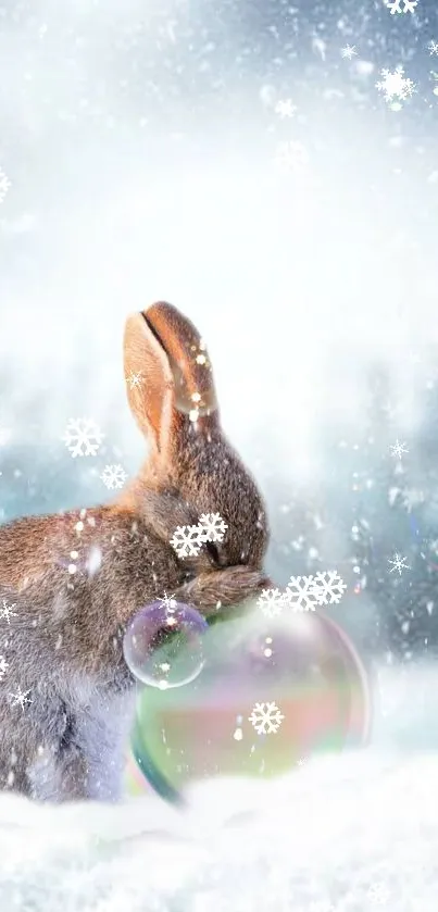 Winter Wonderland Rabbit Wallpaper - free download