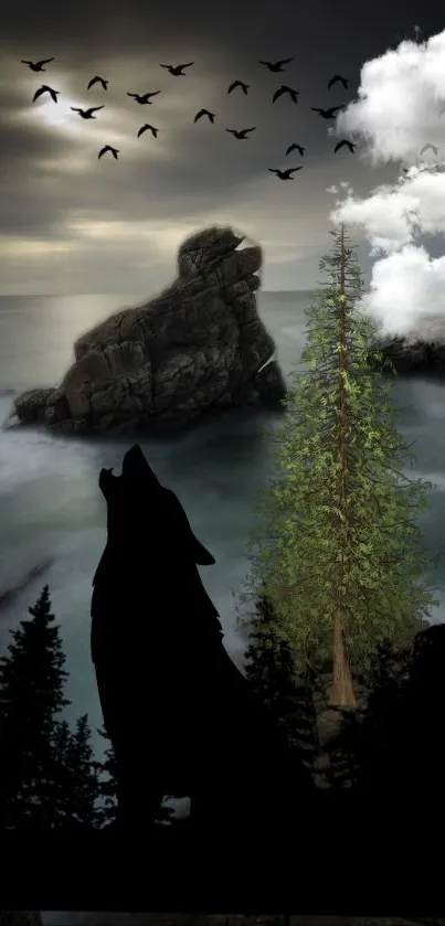 Wolf Silhouette Nature Wallpaper - free download