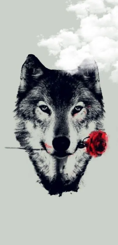 Wolf with Rose Wallpaper - free download