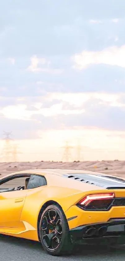 Yellow Sports Car Desert Drive - free download